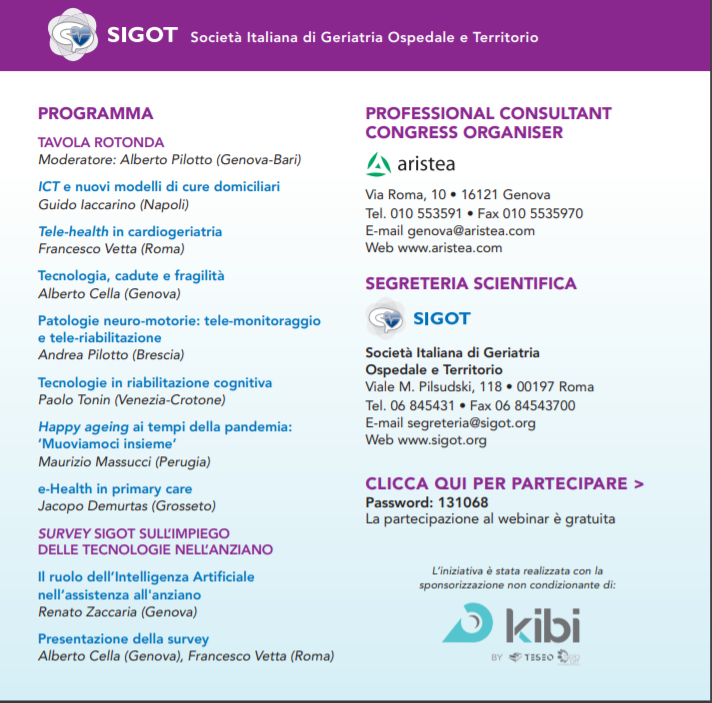 Webinar SIGOT – Tecnologie e anziano: dalle parole ai fatti - Federsanità